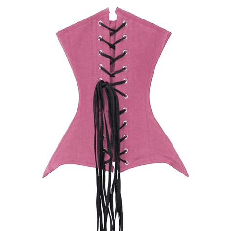 Pink Corset 26 Double Steel Boned Underbust Cotton Corset