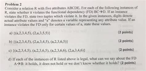 Solved Problem 2 Consider A Relation R With Five Attributes Chegg