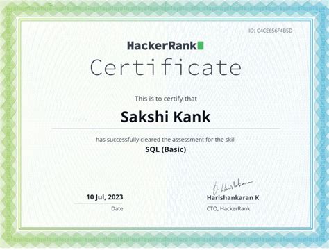 Sql Dataanalytics Datascience Hackerrank Certification