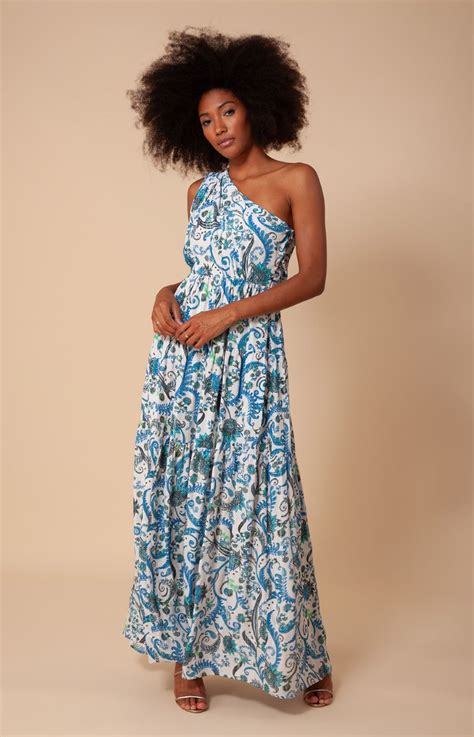 Charlize One Shoulder Maxi Dress Ivory Anya