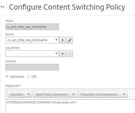 Citrix Advanced Content Switching Policy Action Virtual Hawk Com