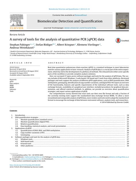 Pdf A Survey Of Tools For The Analysis Of Quantitative Pcr Qpcr Data