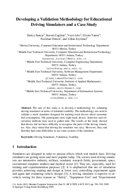 Pdf Developing A Validation Methodology For Educational Driving