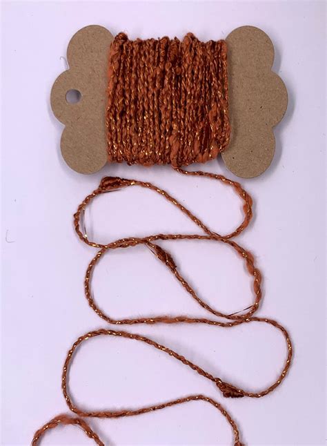 5 Yds Twine String Orange Rust Metallic Novelty Trim Fibers Mixed