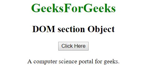 Html Dom Section Object Geeksforgeeks