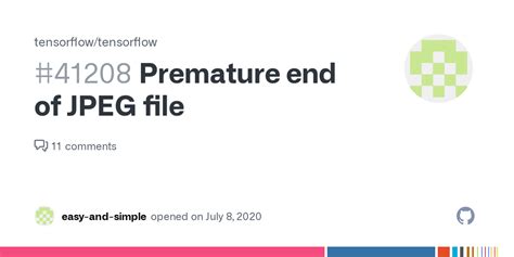 Premature End Of Jpeg File · Issue 41208 · Tensorflowtensorflow · Github