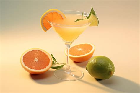 Refreshing Citrus Cocktail Premium Ai Generated Image