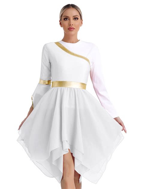 Msemis Womens Lyrical Praise Dance Costume Sequins Worship Liturgical