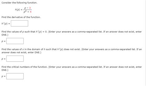 Solved Consider The Following Function H P 3 P2 4 Find