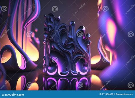 Abctract Simple Neon Background Matte Spheres On Dark Background Ai
