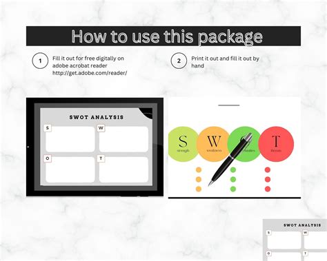 Swot Analysis Printable Plan Digital Template Download Organizer