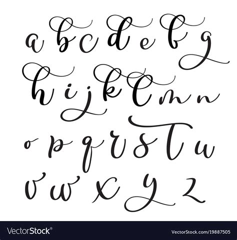 Brushpen Alphabet Modern Calligraphy Handwritten Vector Image