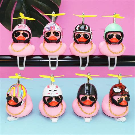 자전거벨 자전거용품 헬멧 프로펠러가 달린 자전거 노란색 오리 바람막이 자동차 인테리어 장식 티몬