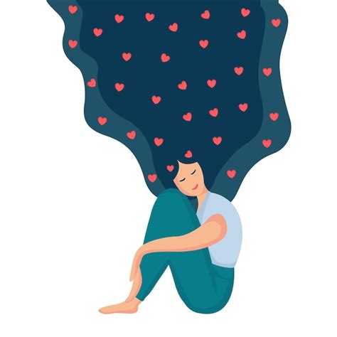 Девушка сидит обняв колени 16 Премиум векторы