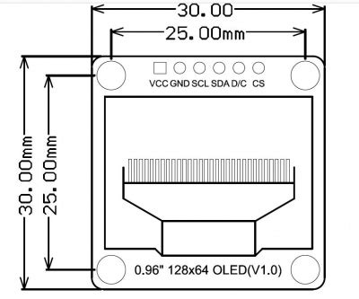 DFRobot Monochrome 0 96 128x64 IIC SPI OLED Display SKU DFR0650