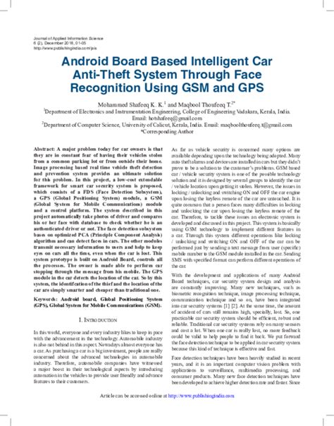 Pdf Raspberry Pi Based Intelligent Car Anti Theft System Through Face