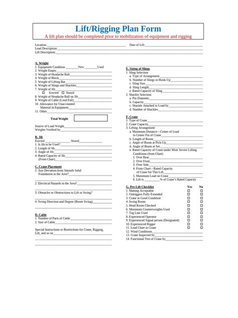 Rigging Plan Format Pdf