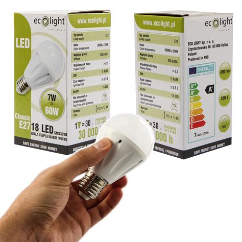 Ecolight Gls E27 7w Frosted Non-dimmable Warm White Led Bulb: 60w ...