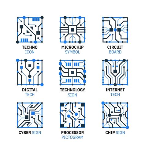 Premium Vector Collection Of Vector Outline Icons With Electronic Circuits Minimal Line Techno