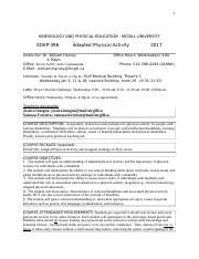 EDKP 396 Course Outline Jan 2017 Docx 1 KINESIOLOGY AND PHYSICAL EDUCATION MCGILL UNIVERSITY