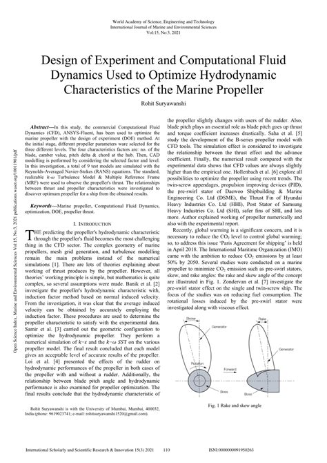 Pdf Design Of Experiment And Computational Fluid Dynamics Used To Optimize Hydrodynamic