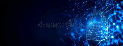 Futuristic Cybersecurity Digital Lock On Blue Background For Network Protection And Data
