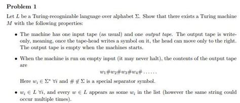solved problem 1 let i be a turing recognizable language