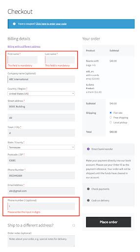 Enable Inline Validation Themehigh Documents
