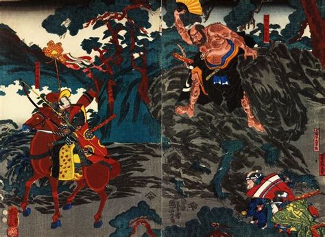 Matano Goro Kagehisa Half Naked On A Rock Waving His Fist At Sanada
