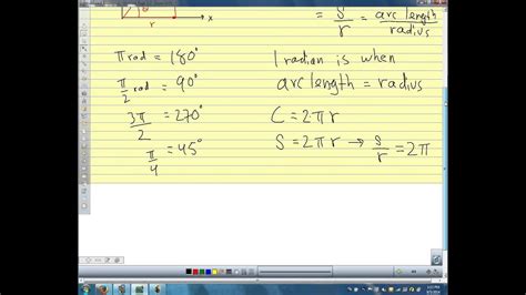 Advanced Pre Calc 2014 41 Degrees And Radians Youtube