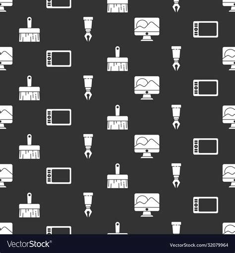 Set Computer Monitor Screen Graphic Tablet Paint Vector Image