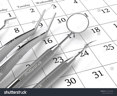 3d Render Dental Diagnostic Instruments Lying Stock Illustration