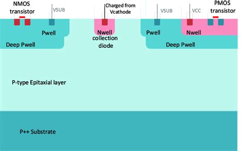 Cross Section Of A Collection Diode Surrounded By Deep P Well Circuit