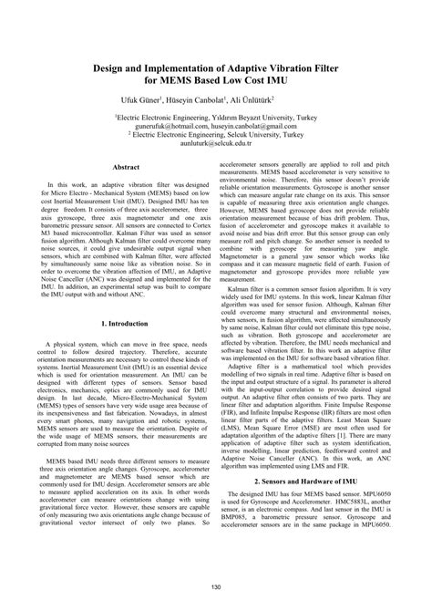 Pdf Design And Implementation Of Adaptive Vibration Filter For Mems