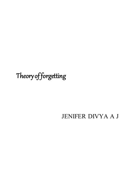 Theory Of Forgetting Docx