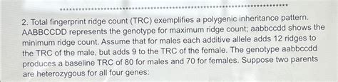 Solved Total Fingerprint Ridge Count Trc ﻿exemplifies A