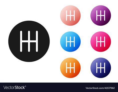 Black Gear Shifter Icon Isolated On White Vector Image