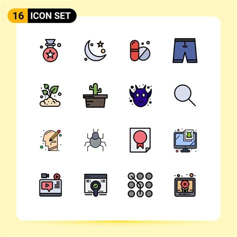 16 Universal Flat Color Filled Lines Set For Web And Mobile Applications Farm Dress Ramadan