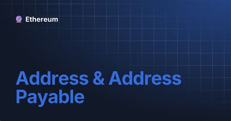 Address And Address Payable Ethereum