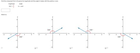 solved find the component form of v ﻿given its magnitude and