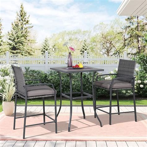 Oc Orange Casual 3 Piece Patio Bar Set All Weather Wicker High Top