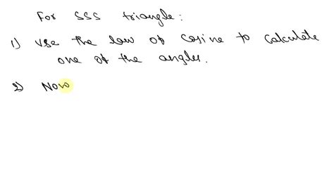 Solveddescribe A Strategy For Solving An Sss Triangle
