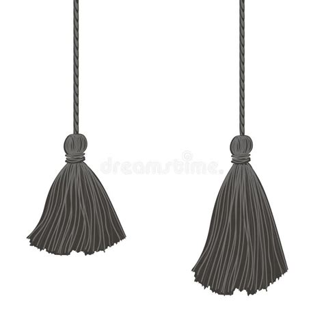 Vector Set Of Two Black Hanging Decorative Tassels With Ropes Great