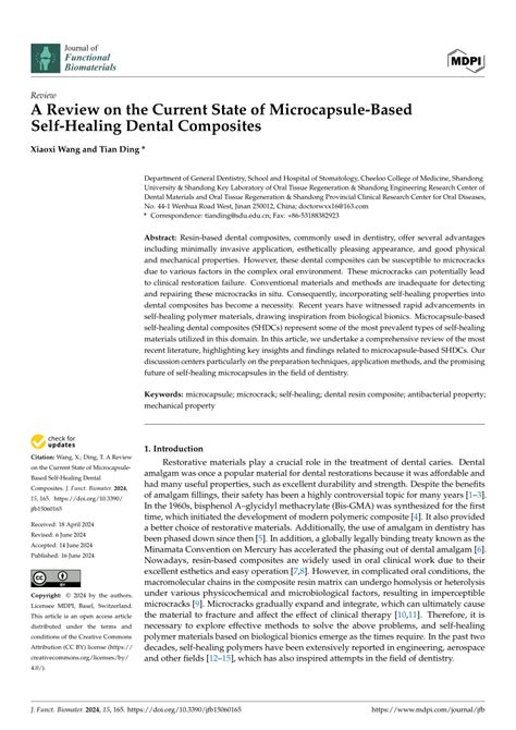 Pdf A Review On The Current State Of Microcapsule Based Self Healing Dental Composites