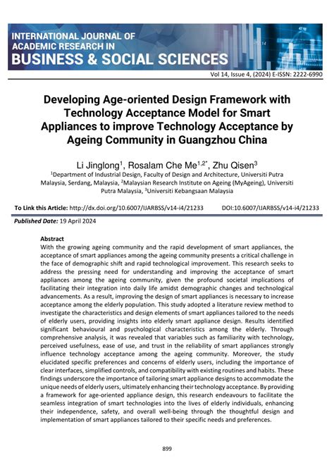 Pdf Developing Age Oriented Design Framework With Technology Acceptance Model For Smart