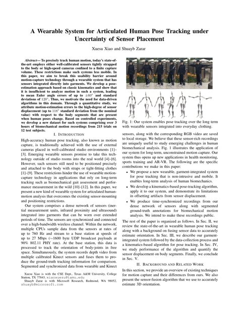 Pdf A Wearable System For Articulated Human Pose Tracking Under