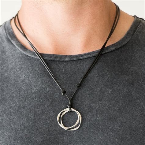 Jewelry Black Cord Necklace With Silver Hoop Pendant Necklace Nwt