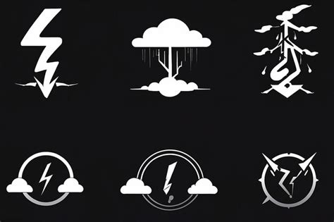 Lightning Monochrome Icons Set Premium Ai Generated Image