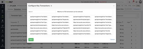key transactions online help site24x7