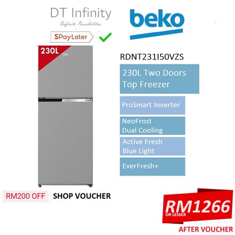 Beko Fridge Refrigerator Inverter 230L Fridge 2 Door Peti Ais 2 Pintu